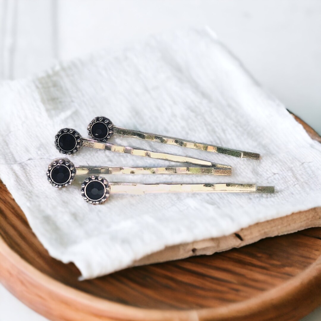Boho Black Stone Hair Pins, Western Hair Pin, Cowgirl Hair Pin ...