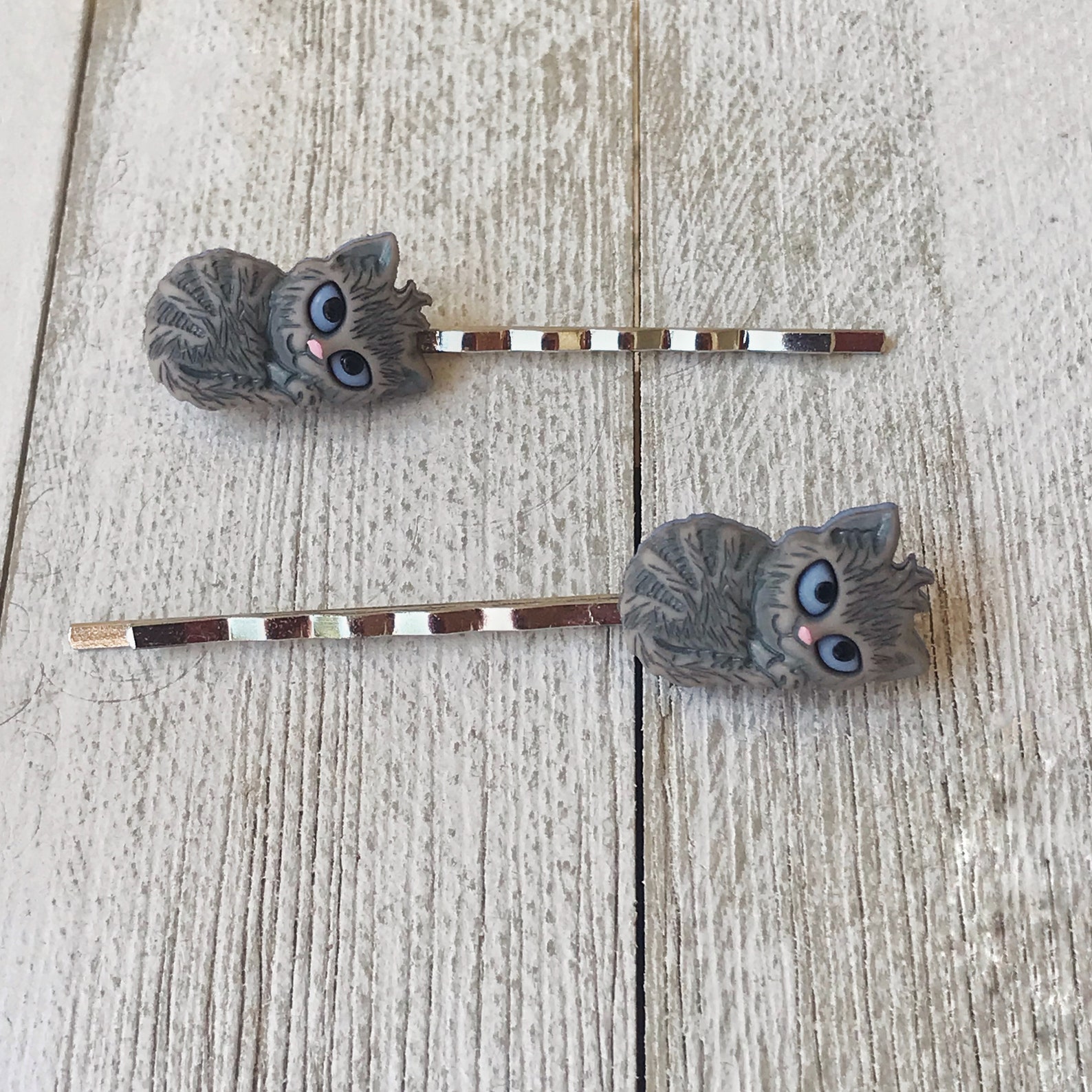 Cat Hair Pin Gray Cat Bobby Pin Hair Clip for Women Cat | Etsy