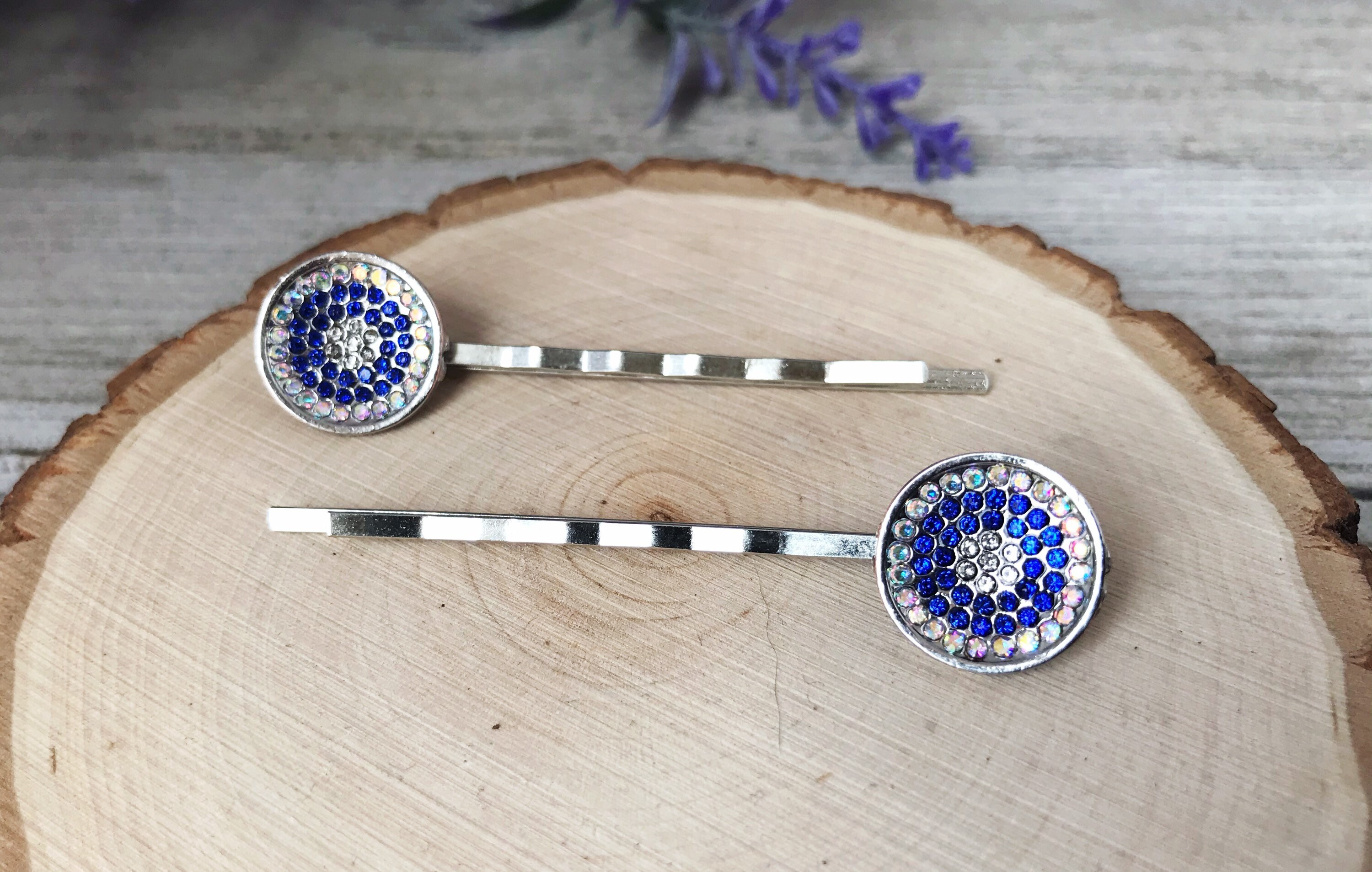 Blue Rhinestone Hair Pin Round Hair Pin Hair Pin for Woman - Etsy