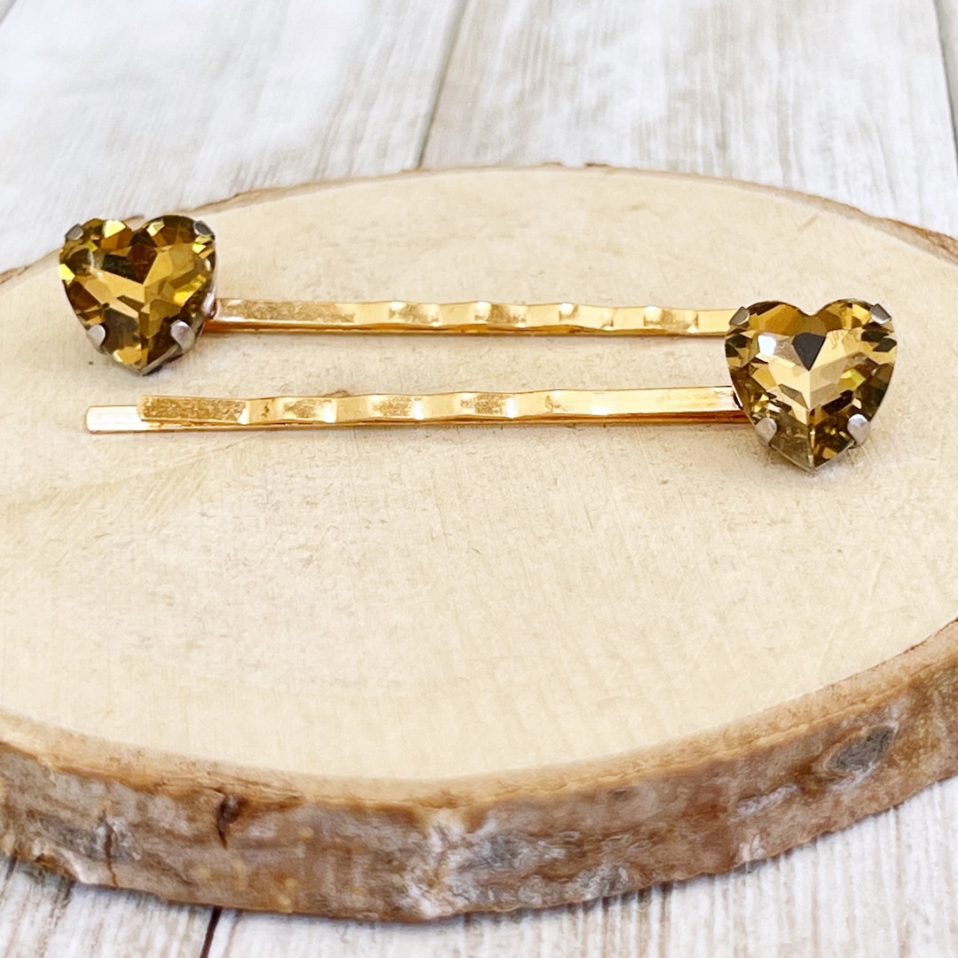 Gold Heart Hair Pin, Heart Bobby Pin, Heart Barrette, Womens Hair Clip ...