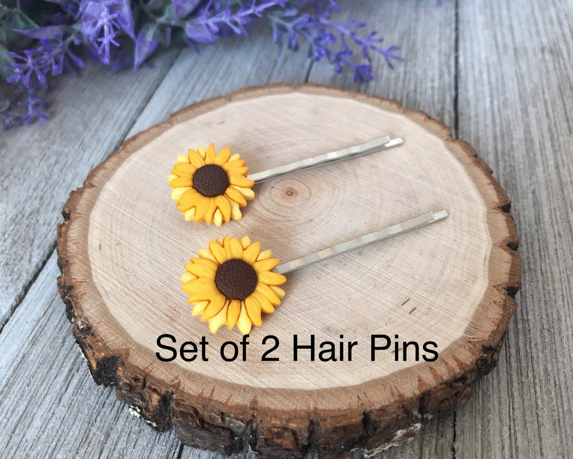 Sunflower Hair Pins Sunflower Hair Clips Floral Hair Pins | Etsy