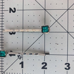 Green Glass Square Hair Pins, Hair Pins for Woman, Trendy Hair Clips ...