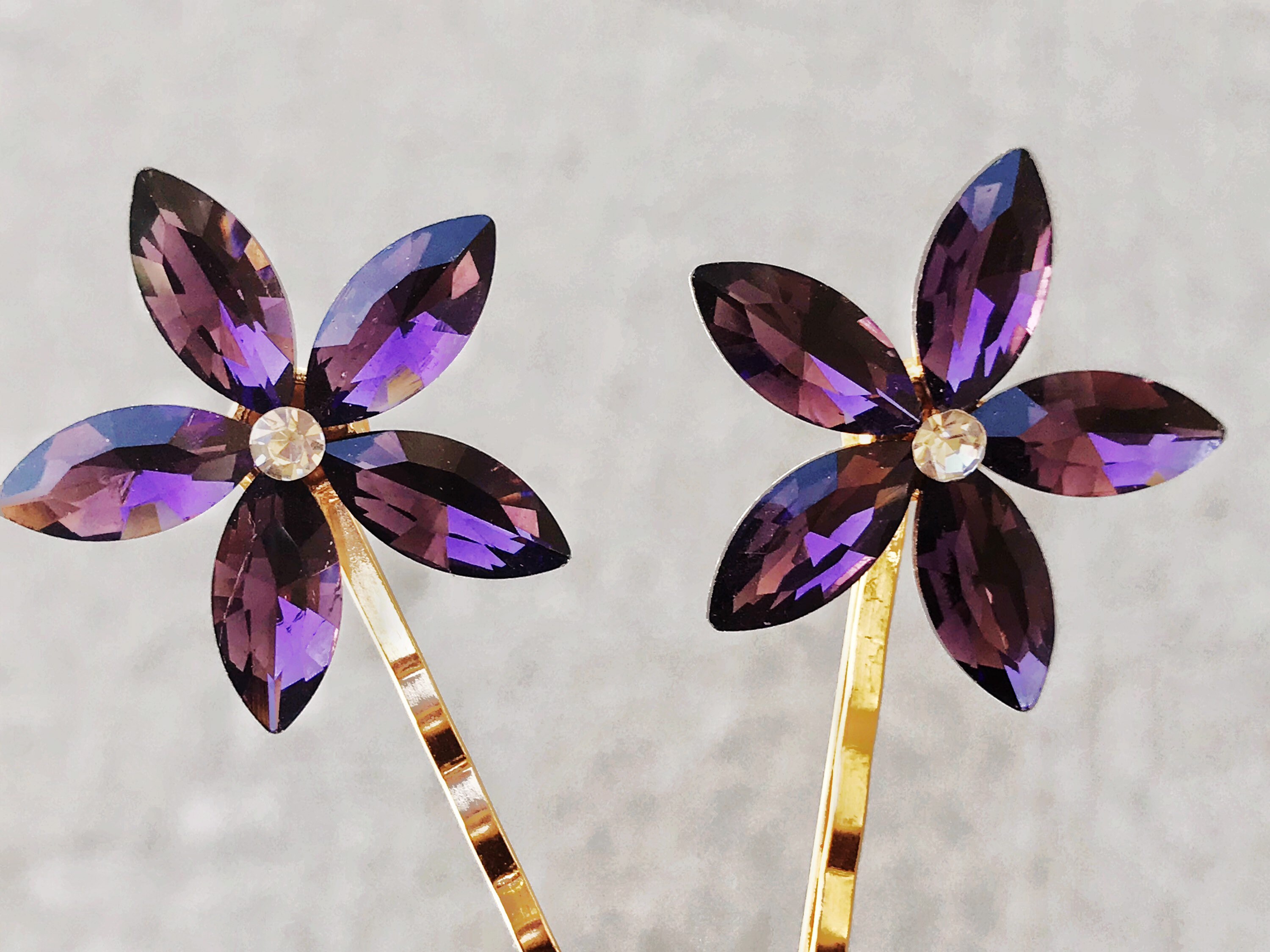 Rhinestone Hair Pins Purple Flower Hair Pin Hair Pin for | Etsy