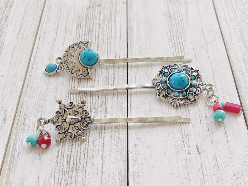Turquoise Hair Pins Western Hair Pin Cowgirl Hair Pin | Etsy
