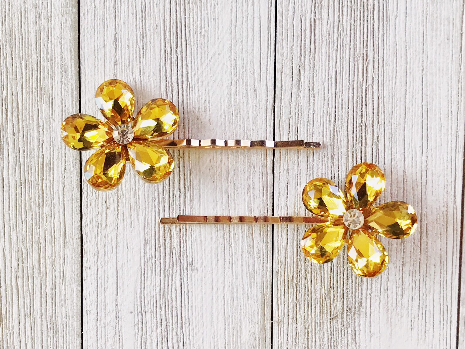 Rhinestone Hair Pins Yellow Flower Hair Pin Hair Pins For | Etsy