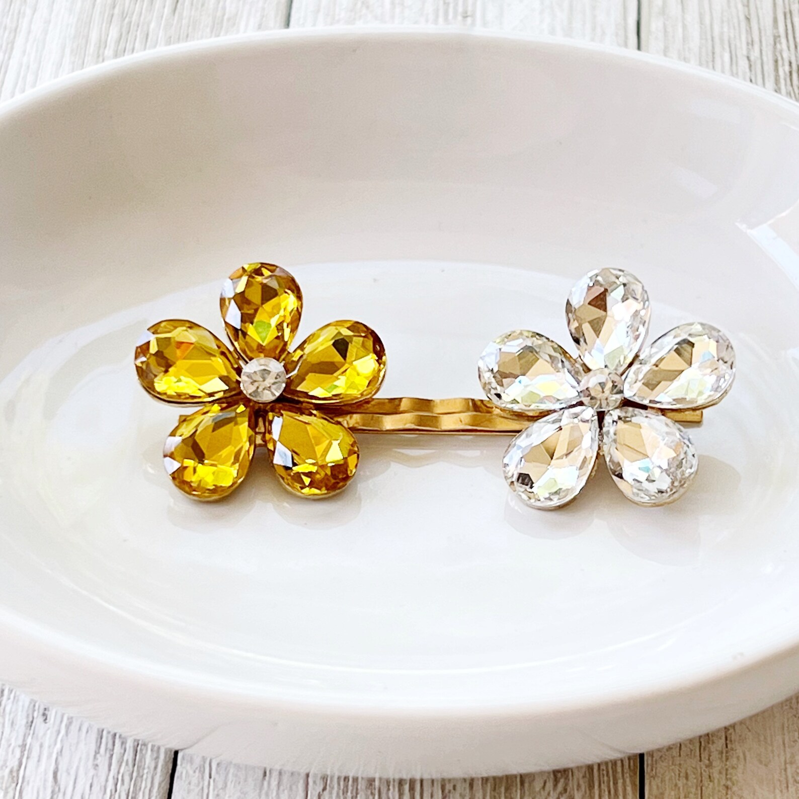Rhinestone Hair Pins Yellow Flower Hair Pin Hair Pins for - Etsy