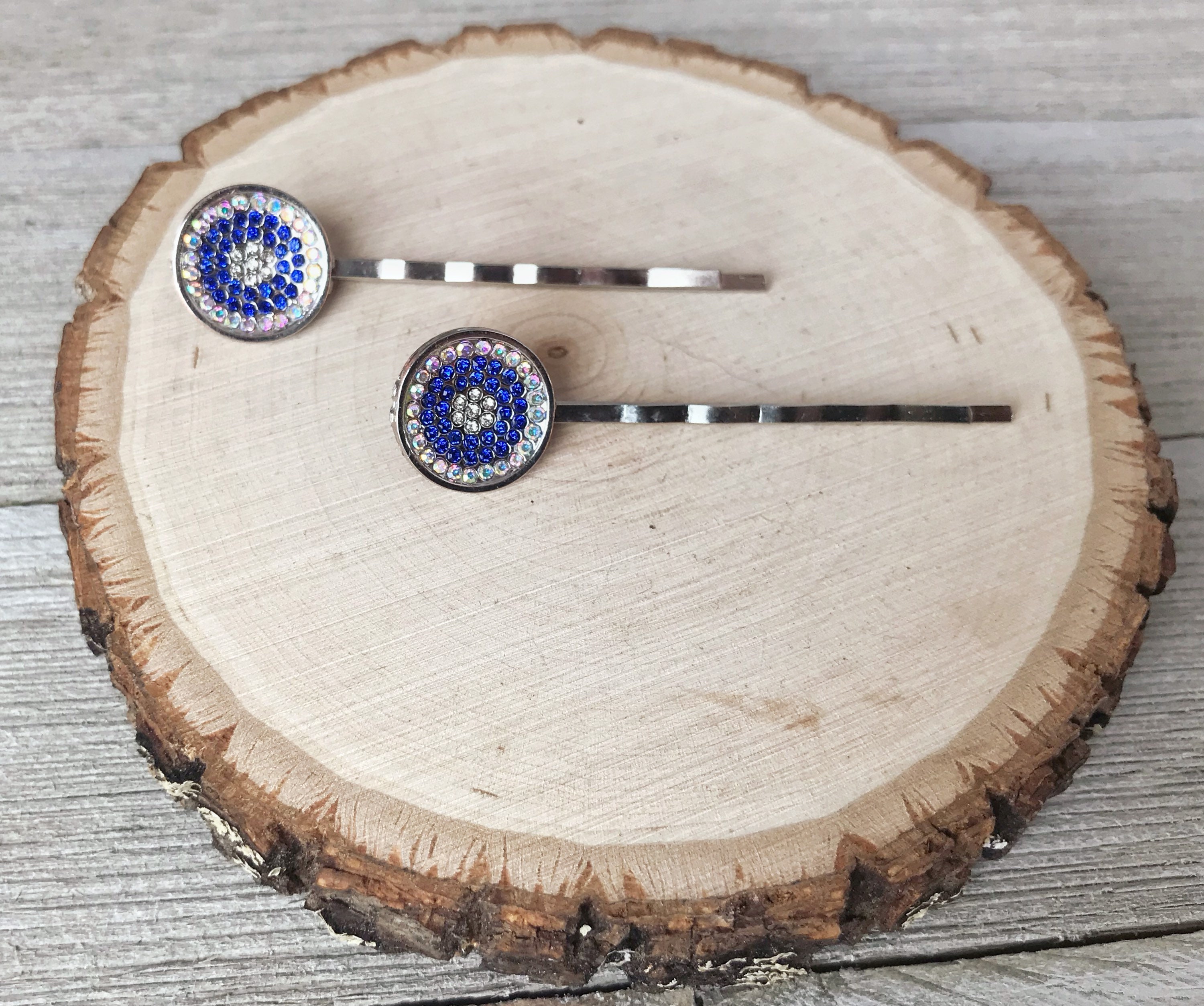 Blue Rhinestone Hair Pin Round Hair Pin Hair Pin for Woman - Etsy