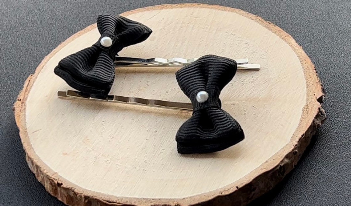 Black Bow Hair Pins, Black Bow Bobby Pins, Womens Hair Pins, Dressy ...