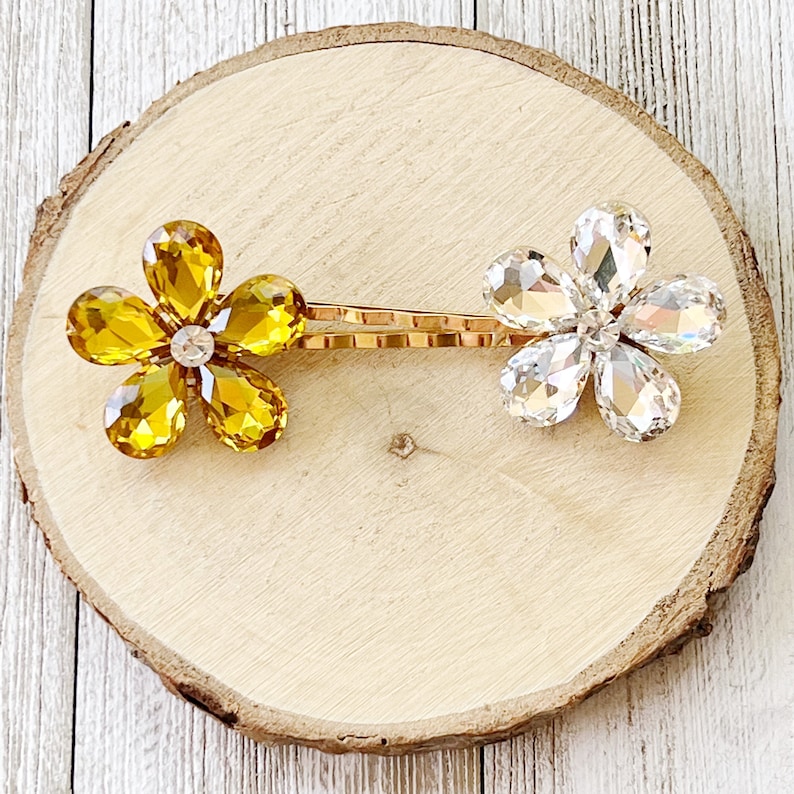 Rhinestone Hair Pins Yellow Flower Hair Pin Hair Pins for - Etsy