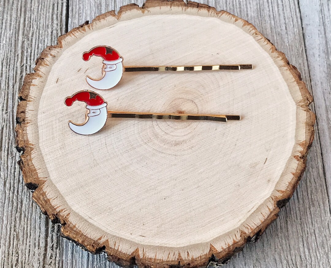 Santa Claus Hair Pins, Christmas Moon Hair Pin, Santa Bobby Pins ...