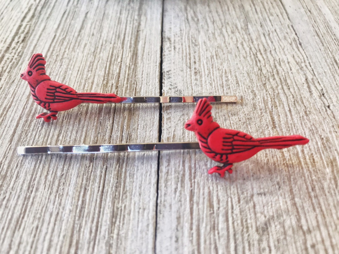 Red Cardinals Hair Pins, Winter Hair Pins, Christmas Hair Pins, Bird ...