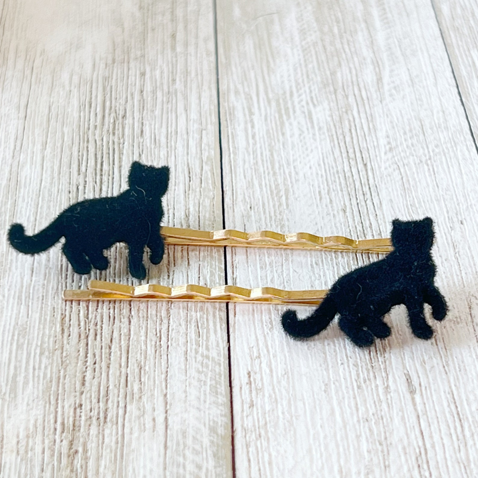 Cat Hair Pins, Kitty Bobby Pins, Womens Hair Pins, Black Cat Bobby Pins ...