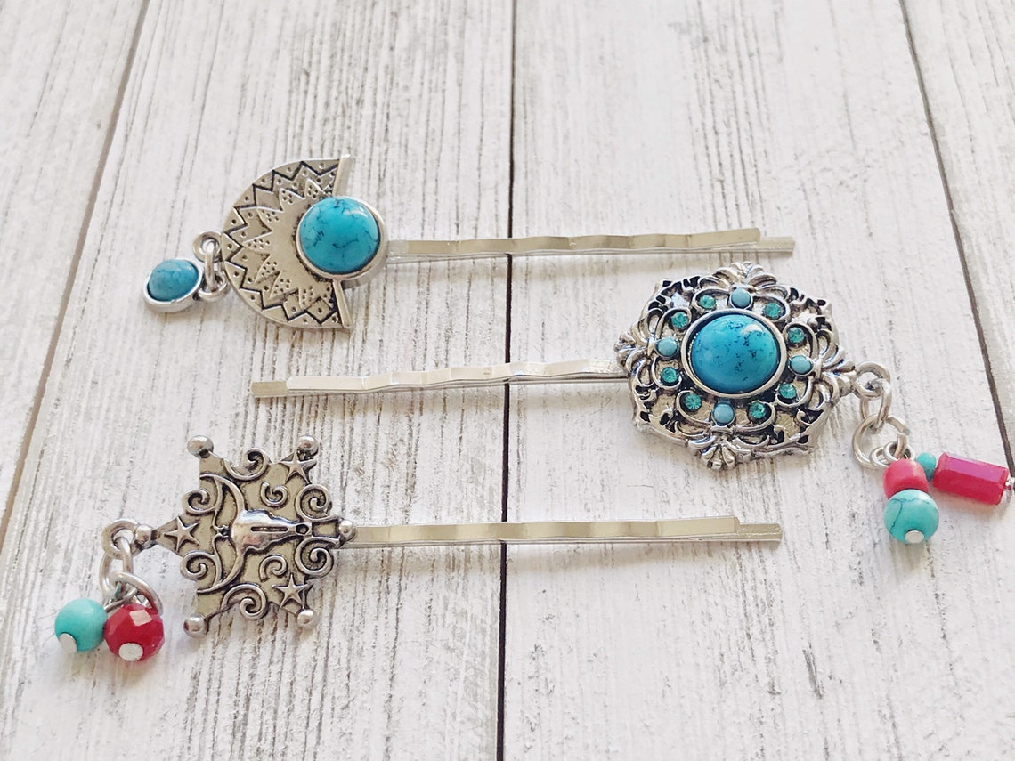 Turquoise Hair Pins Western Hair Pin Cowgirl Hair Pin | Etsy