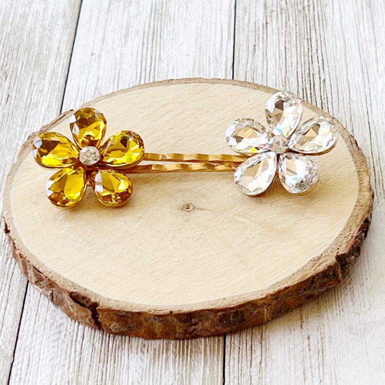 Rhinestone Hair Pins Yellow Flower Hair Pin Hair Pins for - Etsy
