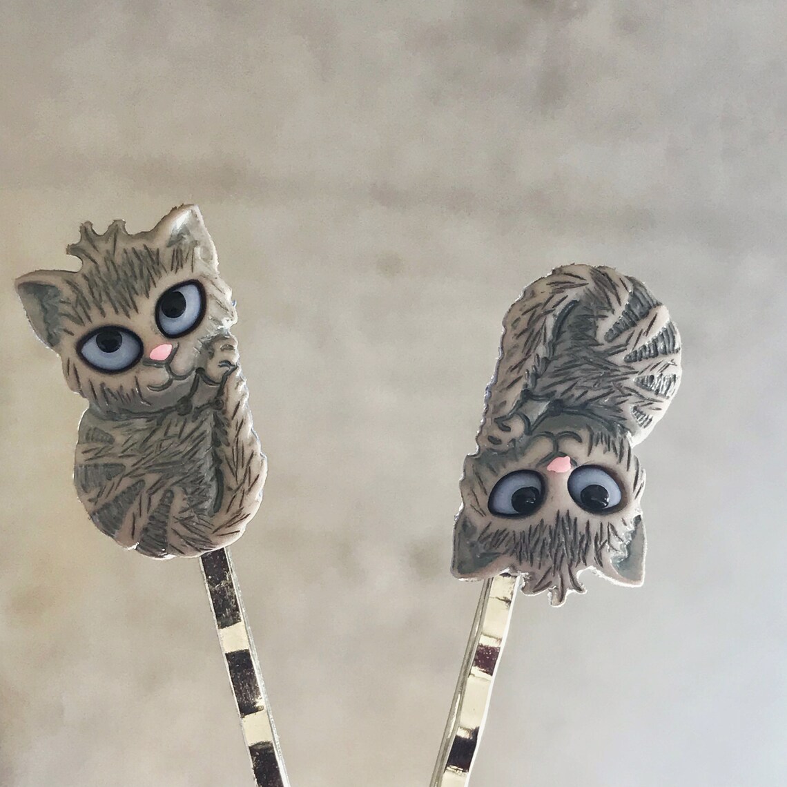Cat Hair Pin Gray Cat Bobby Pin Hair Clip for Women Cat | Etsy
