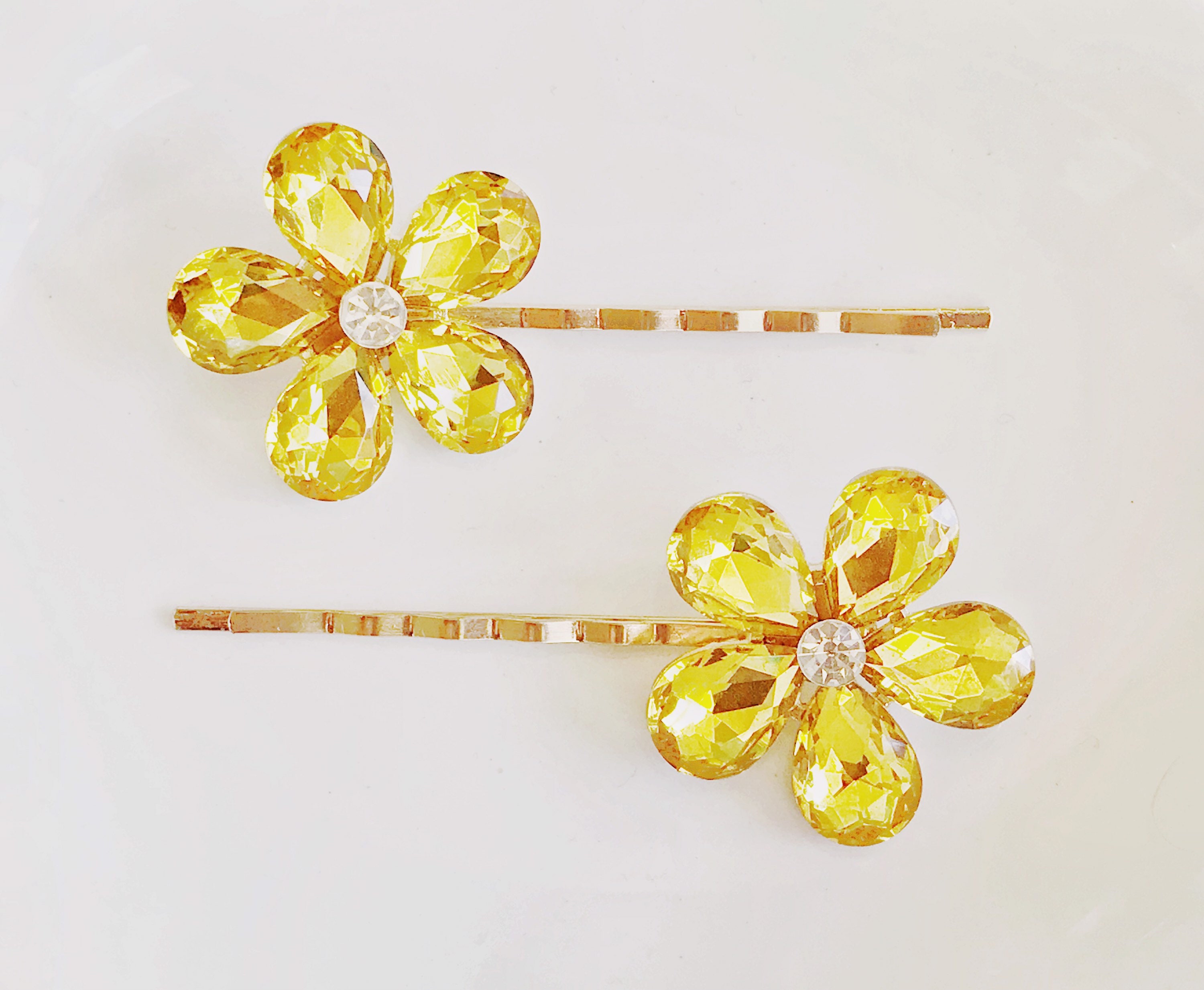 Rhinestone Hair Pins Yellow Flower Hair Pin Hair Pins For | Etsy