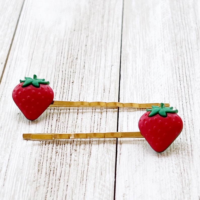 Strawberry Bobby Pins, Fruit Hair Pins, Strawberry Hair Pins, Fruit ...