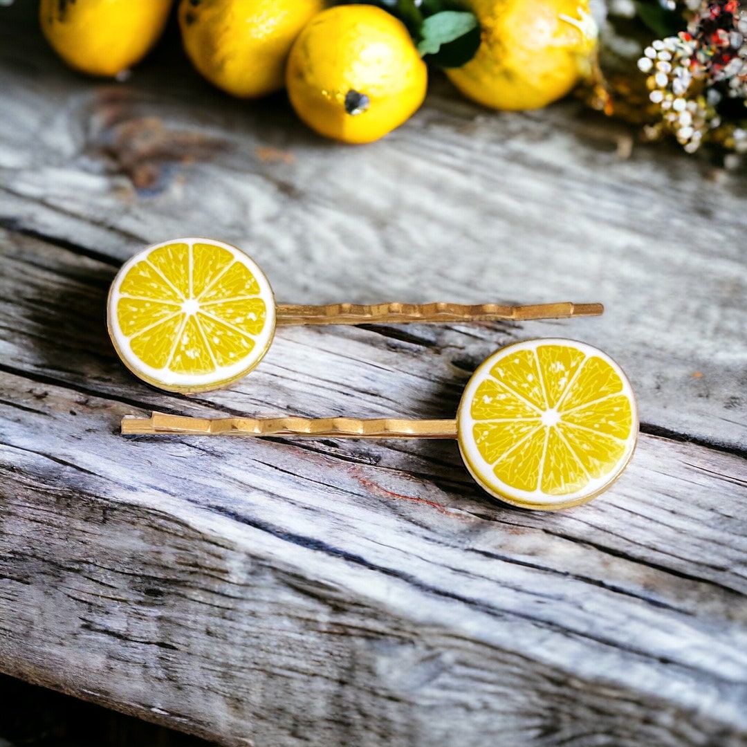 Lemon Bobby Pins, Citrus Hair Pins, Lemon Hair Pins, Lime Hair Clips ...