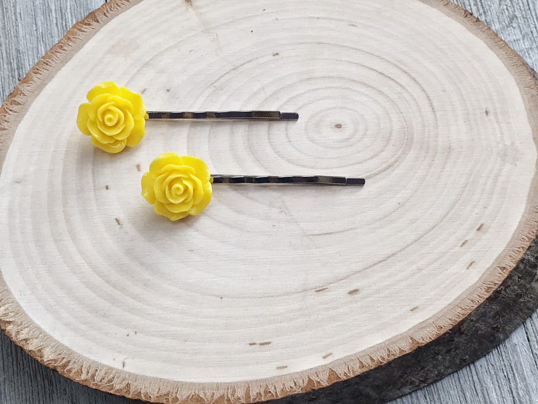 Yellow Flower Hair Pins, Wedding Hair Pins, Bridal Hair Accessories ...
