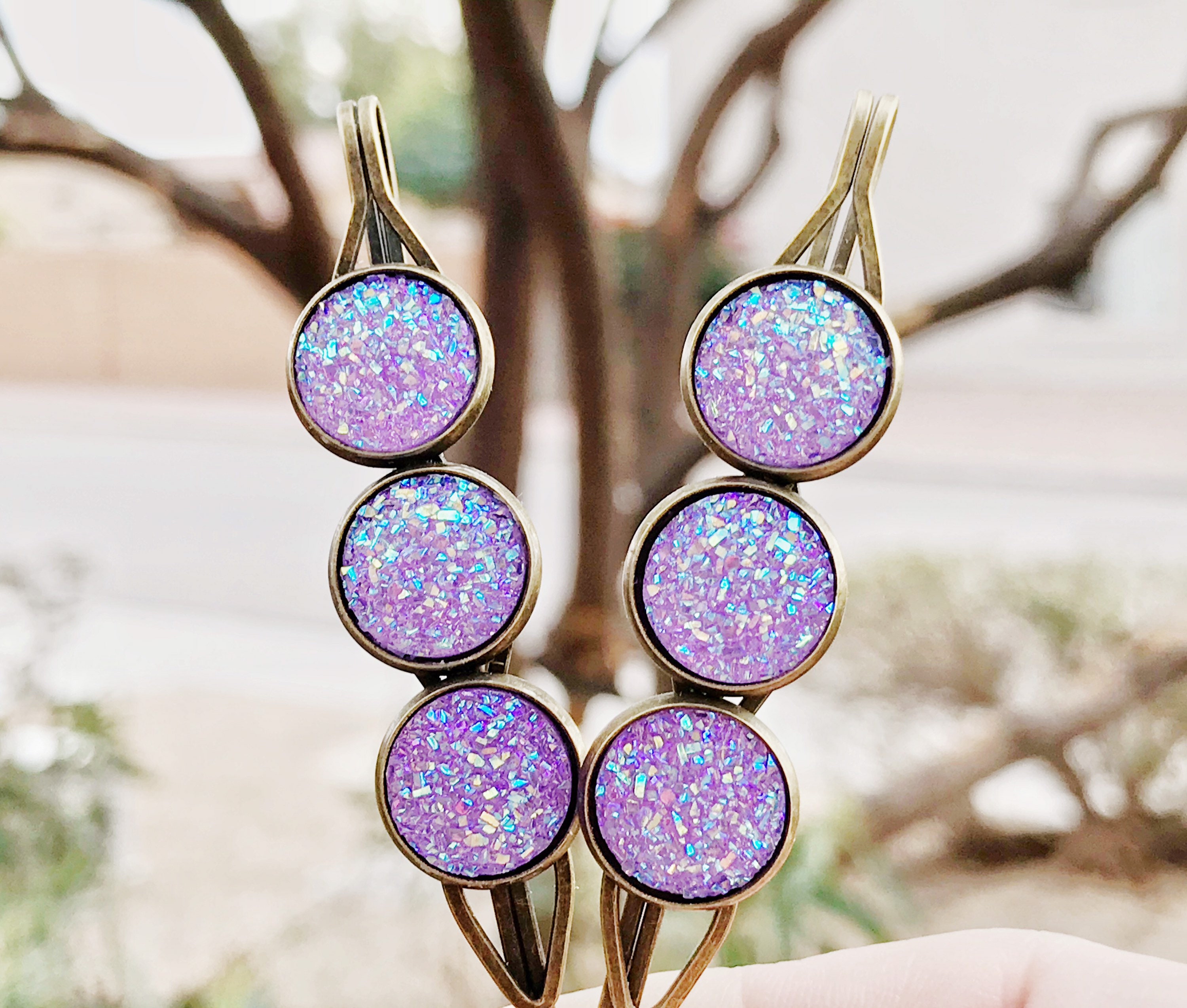 Purple Druzy Hair Pins Hair Pins for Women Womens Hair | Etsy