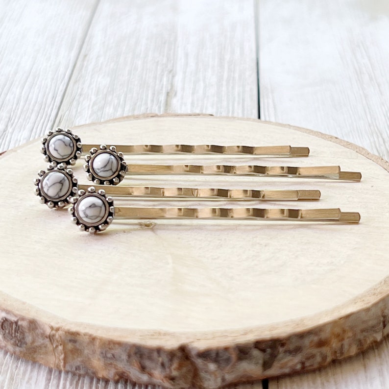 Boho White Stone Hair Pins, Western Hair Pin, Cowgirl Hair Pin ...