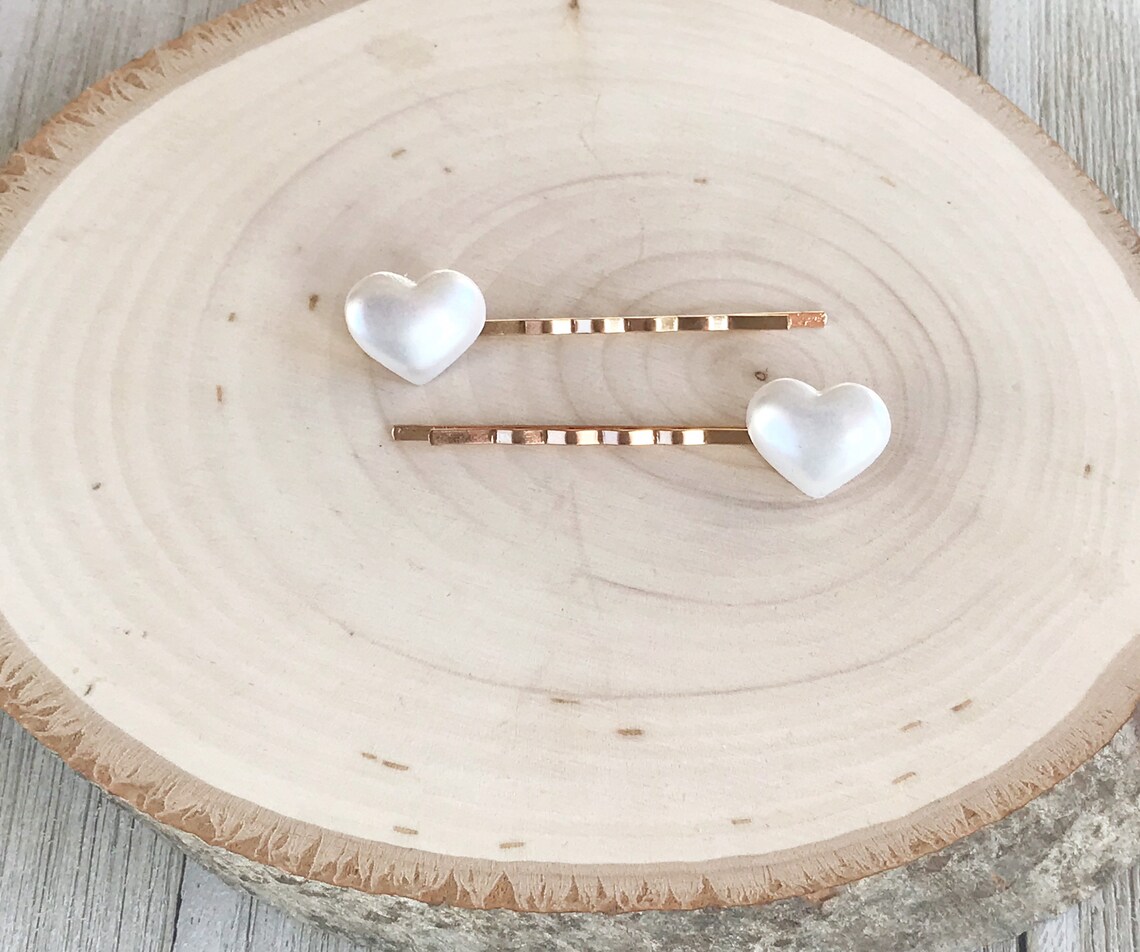 White Heart Hair Pins Heart Bobby Pins Womens Hair Pin - Etsy