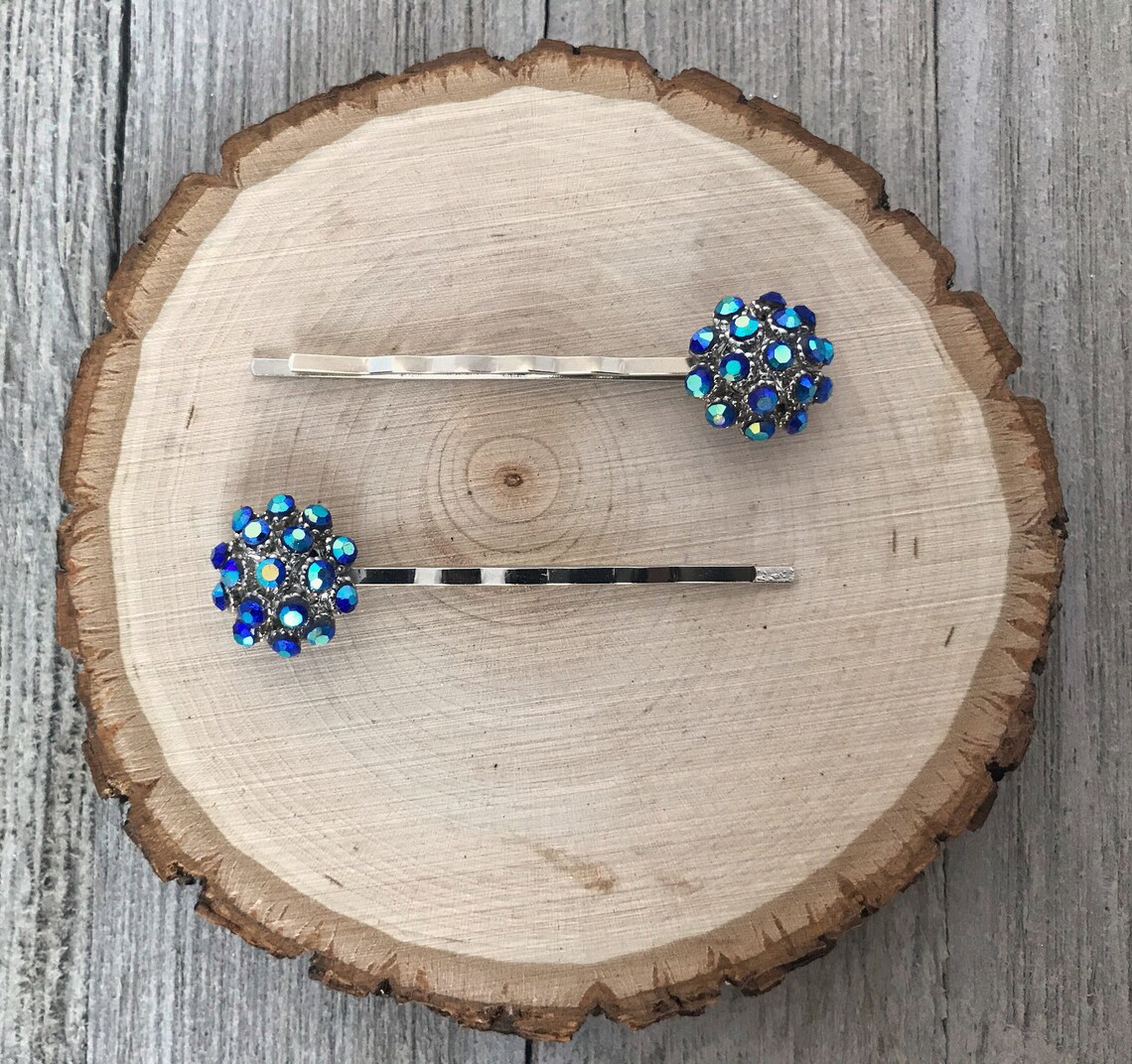 Blue Rhinestone Circle Hair Pins Hair Pins For Woman Trendy | Etsy