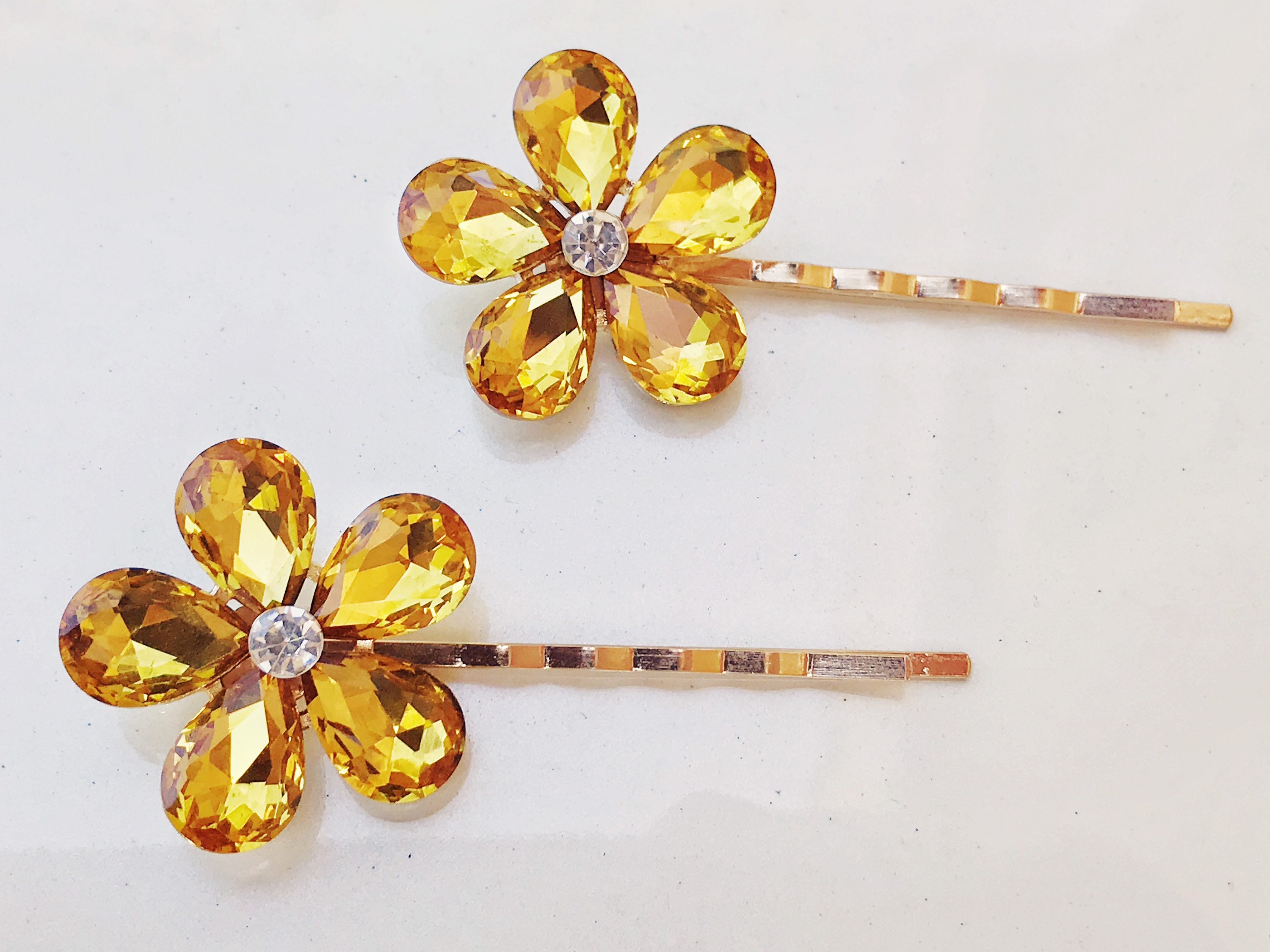 Rhinestone Hair Pins Yellow Flower Hair Pin Hair Pins For | Etsy