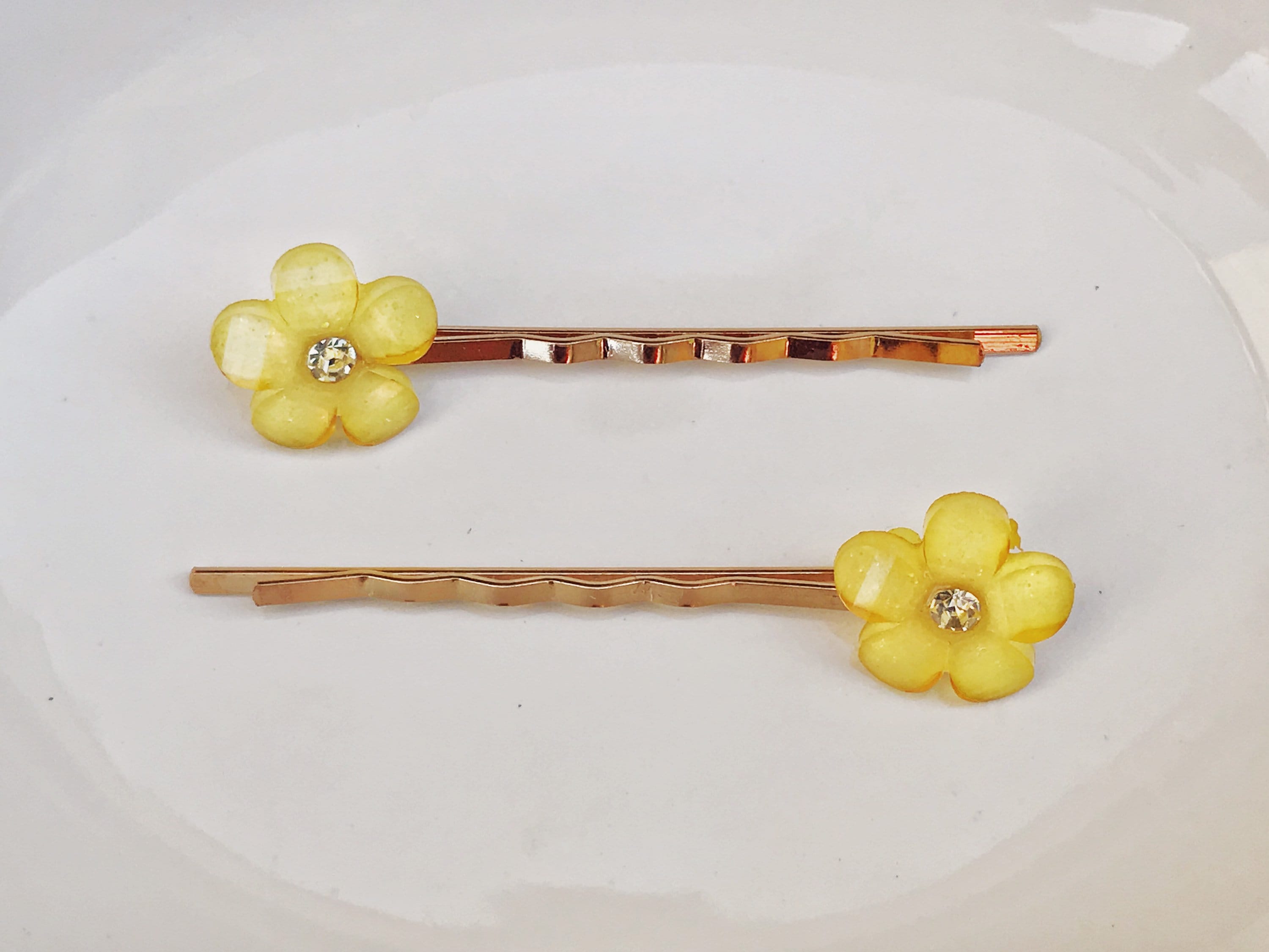 Yellow Flower Hair Pins Yellow Bobby Pins Womens Hair Pins - Etsy Israel