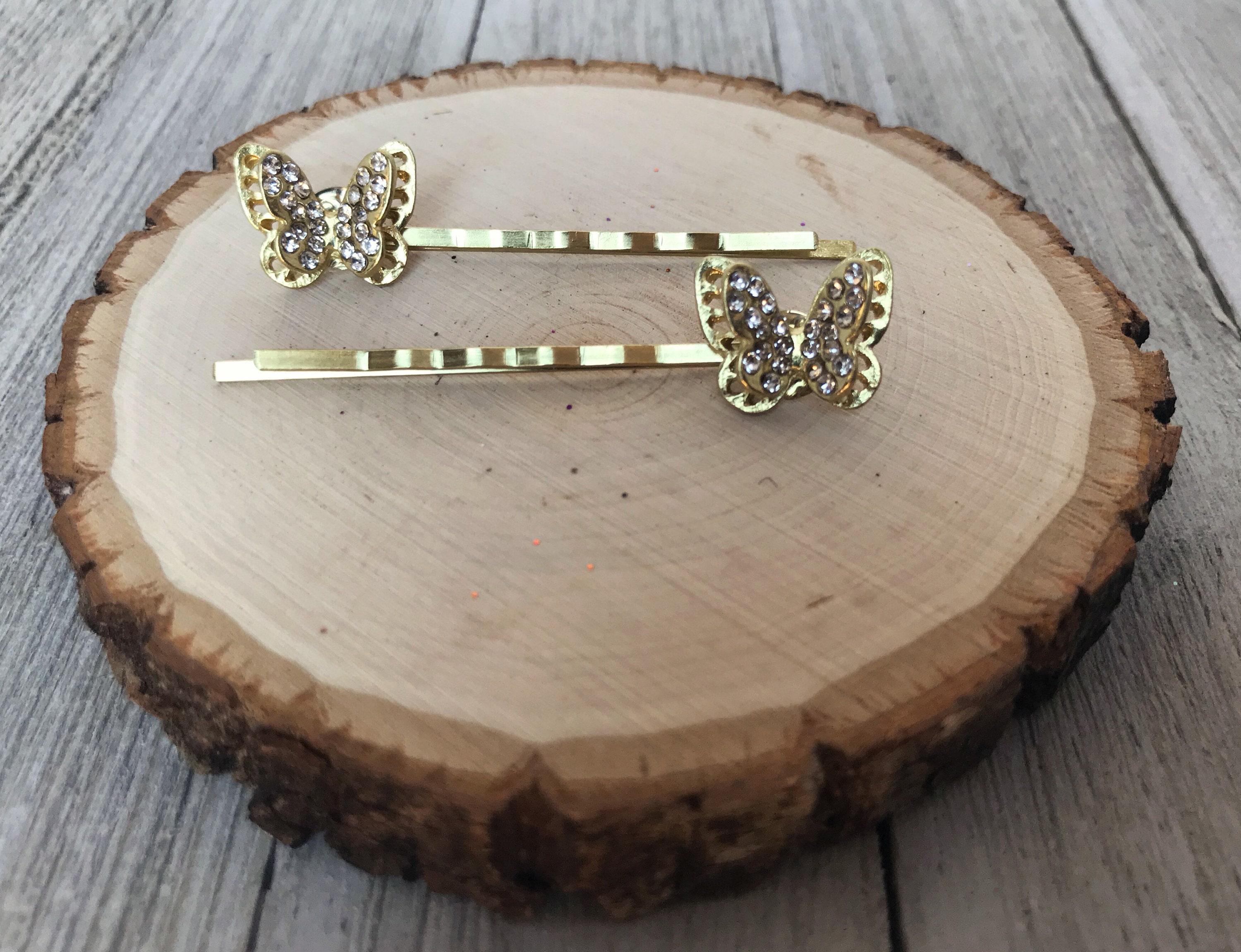 Gold Butterfly Hair Pins Butterfly Rhinestone Hair Pins Hair | Etsy