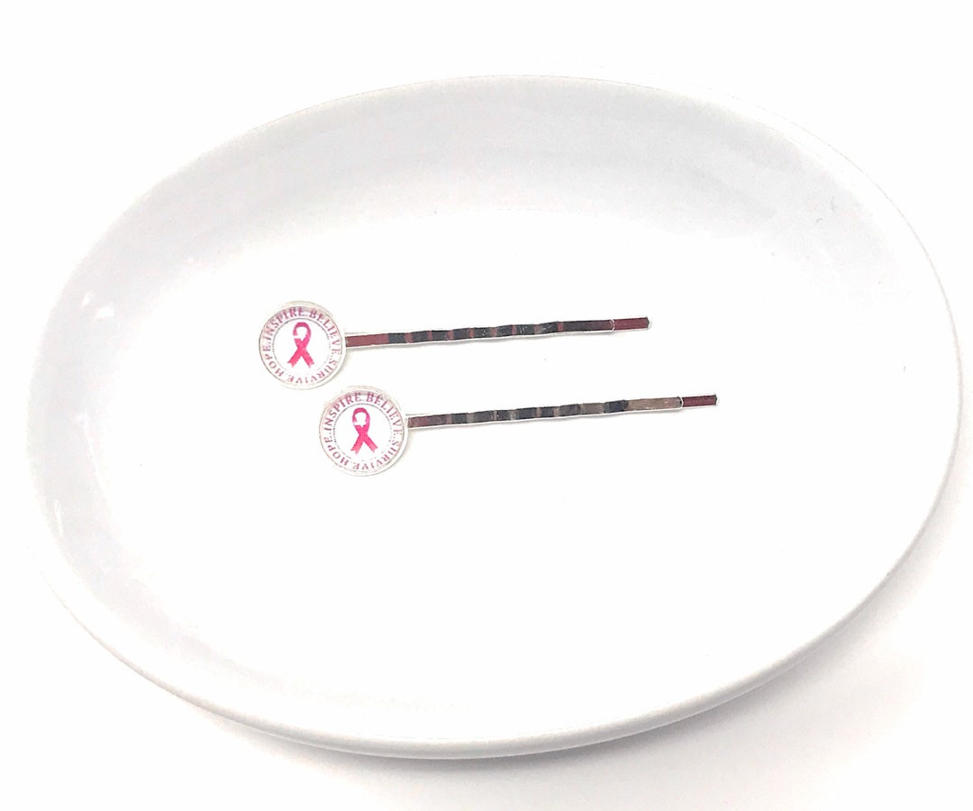 Hope Ribbon Hair Pin, Pink Breast Cancer Awareness Ribbon Pin, Womans ...