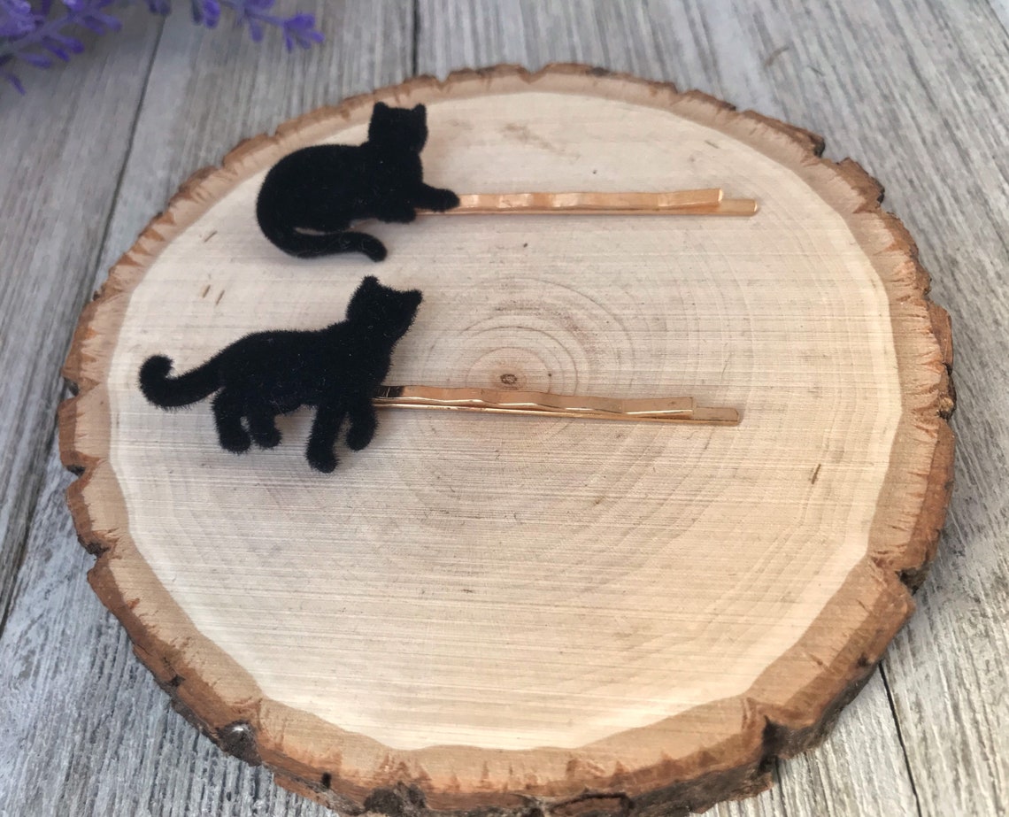 Cat Hair Pins Kitty Bobby Pins Womens Hair Pins Black Cat | Etsy