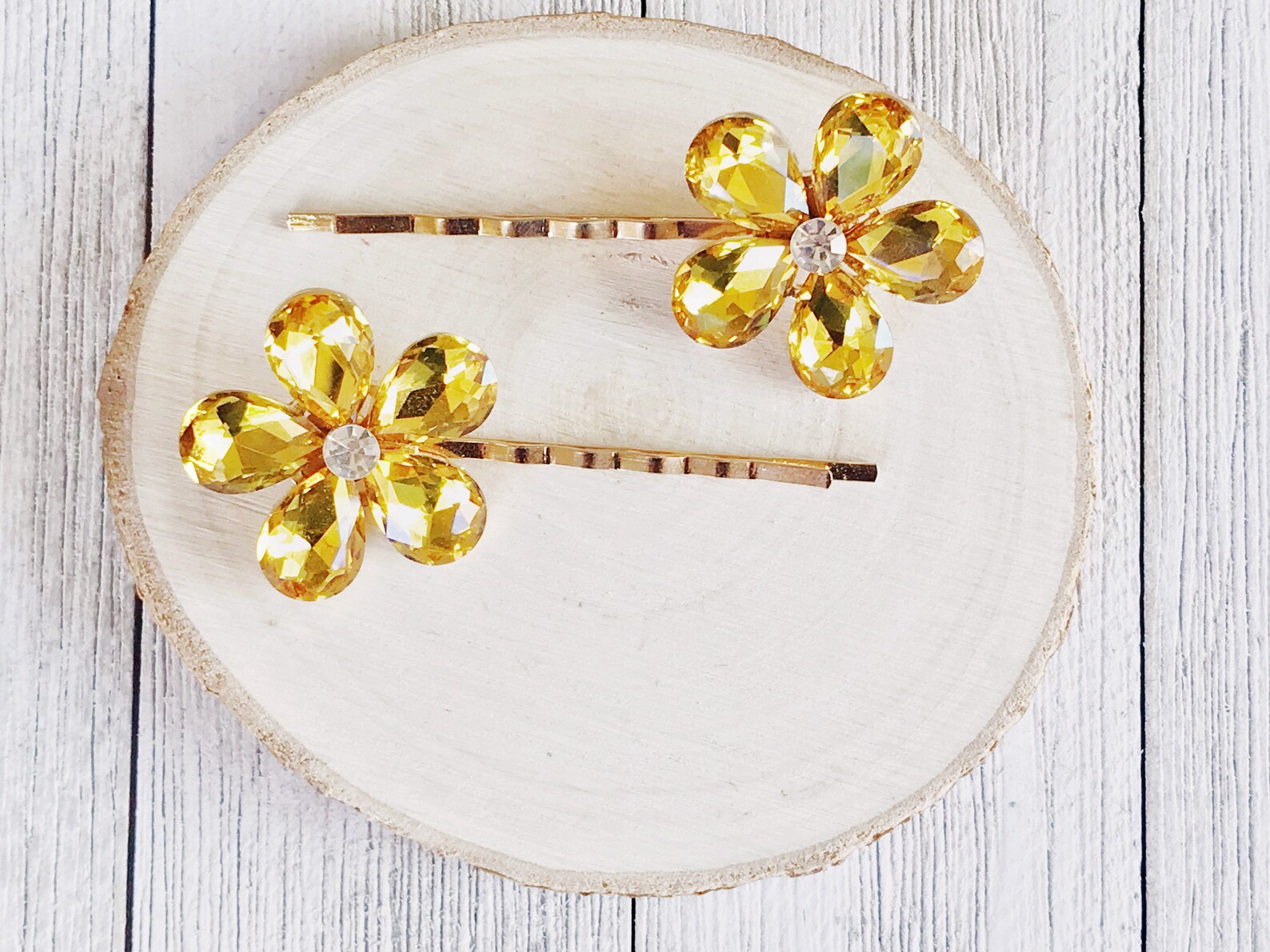 Rhinestone Hair Pins Yellow Flower Hair Pin Hair Pins For | Etsy