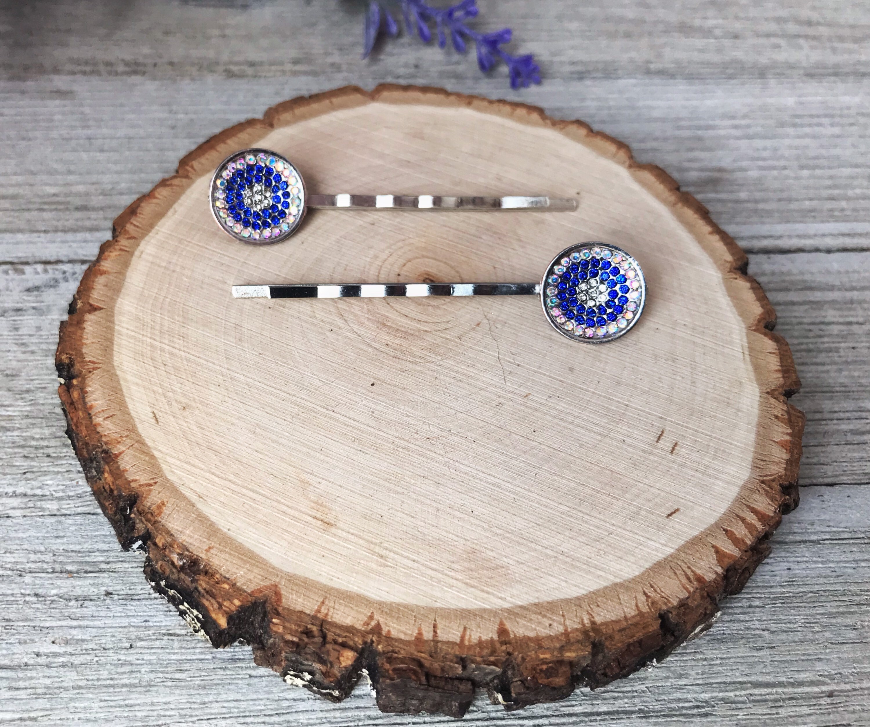 Blue Rhinestone Hair Pin Round Hair Pin Hair Pin for Woman - Etsy