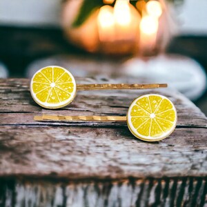 Lemon Bobby Pins, Citrus Hair Pins, Lemon Hair Pins, Lime Hair Clips ...