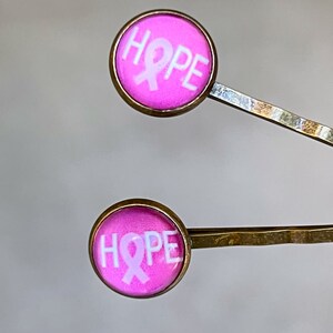 Pink Hope Ribbon Hair Pins, Breast Cancer Awareness Jewelry, Womans ...