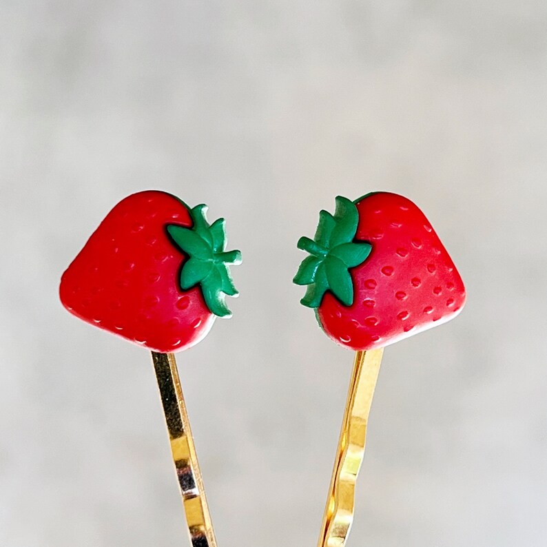 Strawberry Bobby Pins, Fruit Hair Pins, Strawberry Hair Pins, Fruit ...