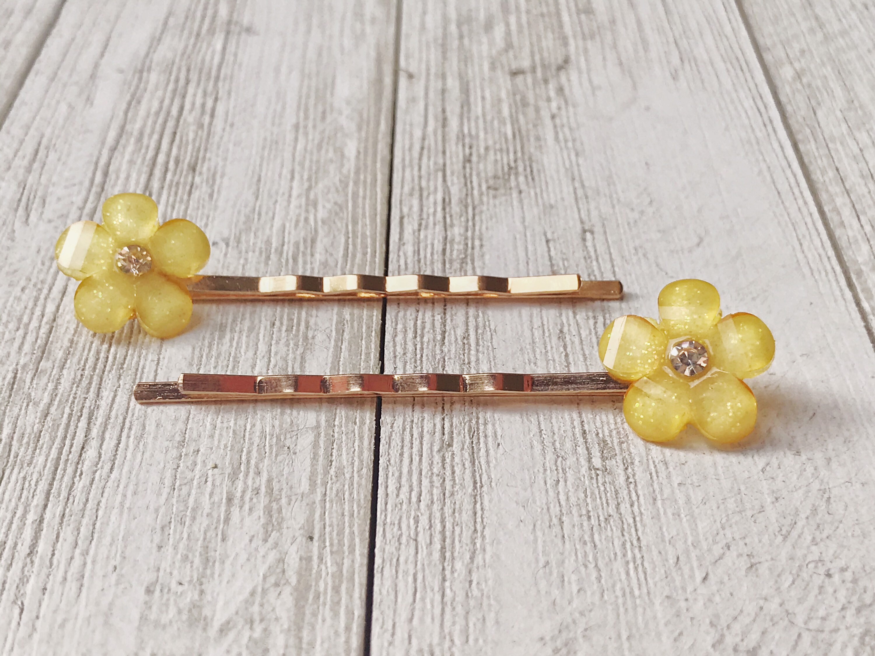 Yellow Flower Hair Pins Yellow Bobby Pins Womens Hair Pins | Etsy