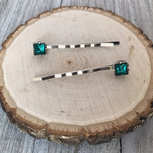 Green Glass Square Hair Pins, Hair Pins for Woman, Trendy Hair Clips ...