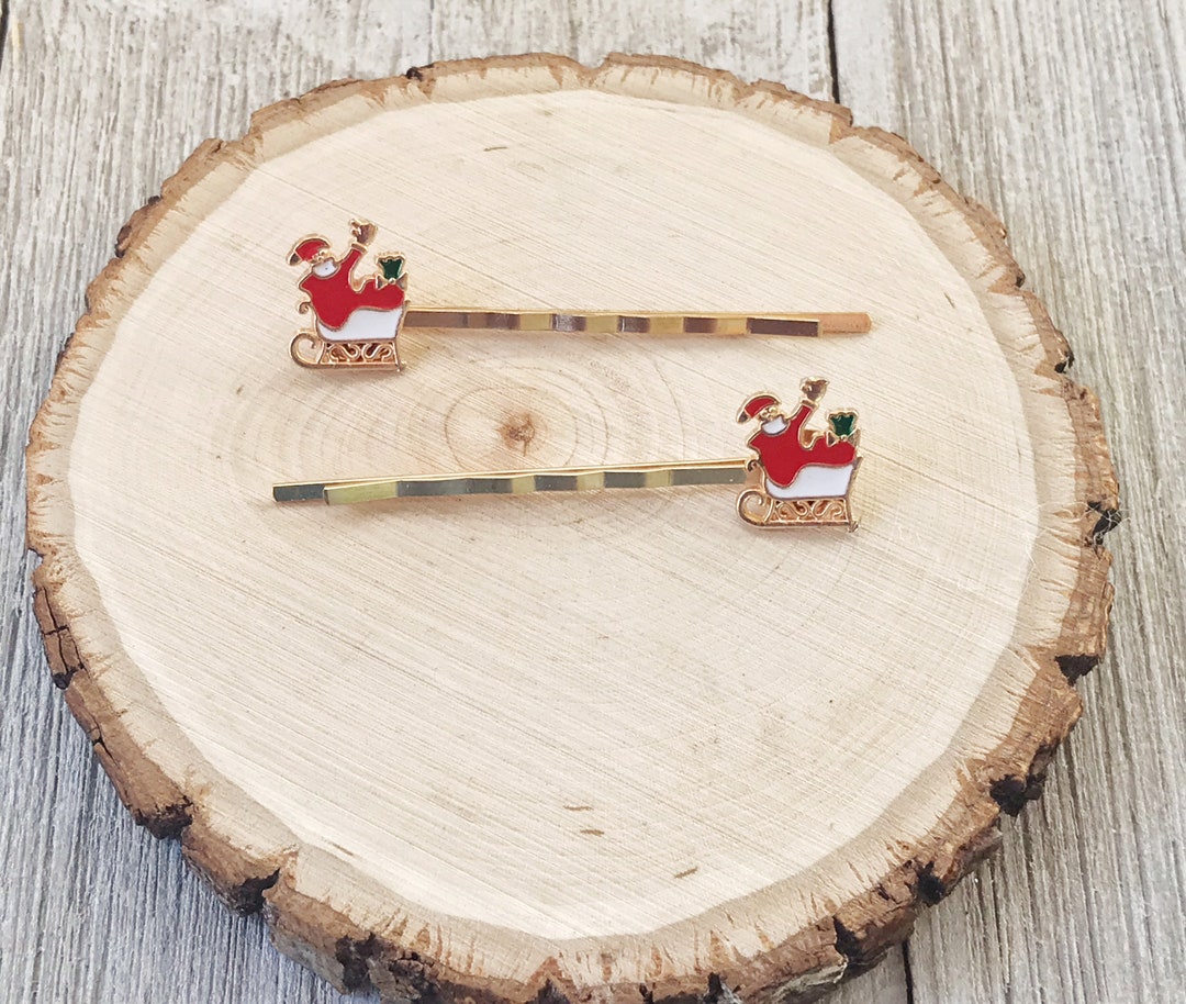 Santa Claus Hair Pins, Christmas Hair Pins, Santa Bobby Pins ...