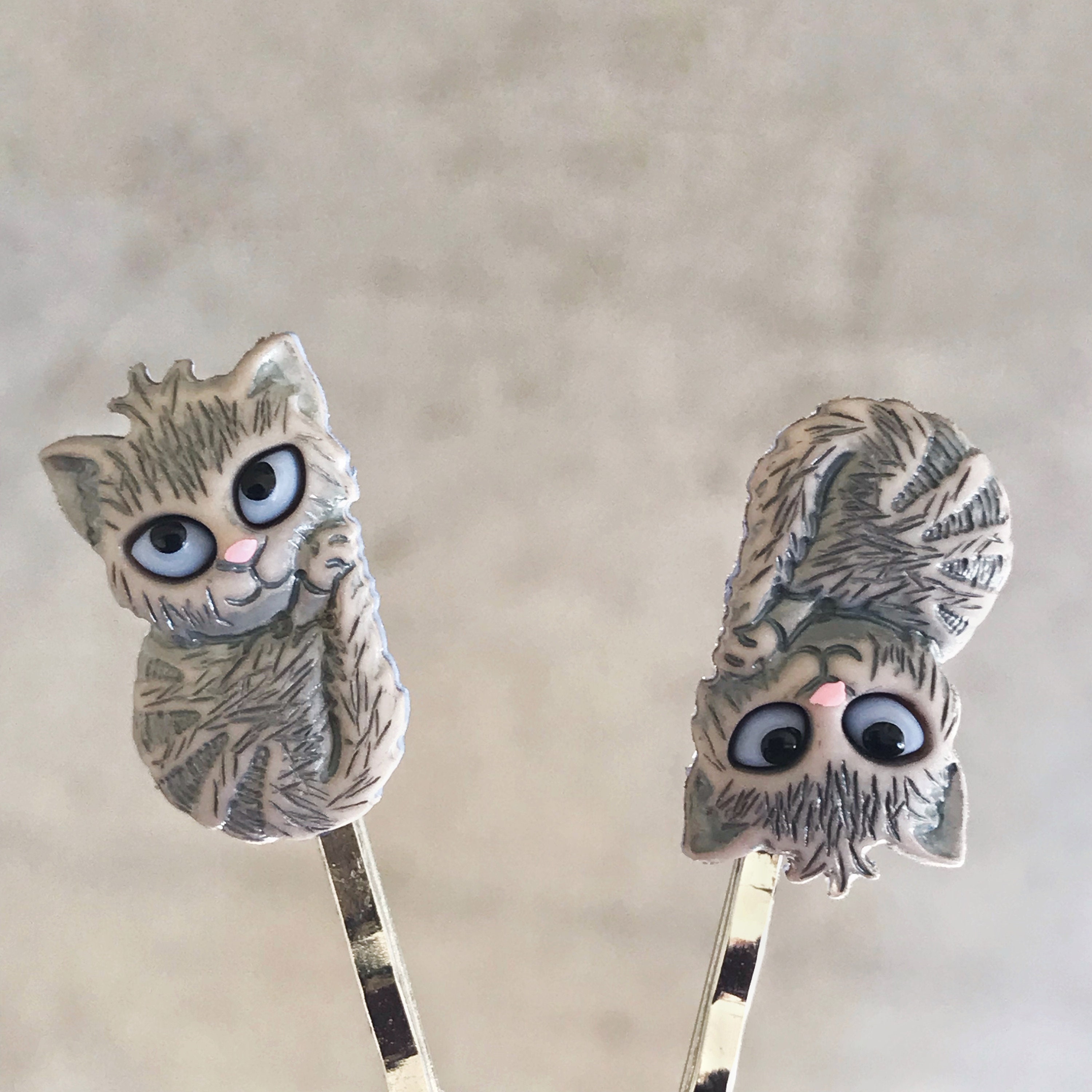 Cat Hair Pin Gray Cat Bobby Pin Hair Clip for Women Cat | Etsy