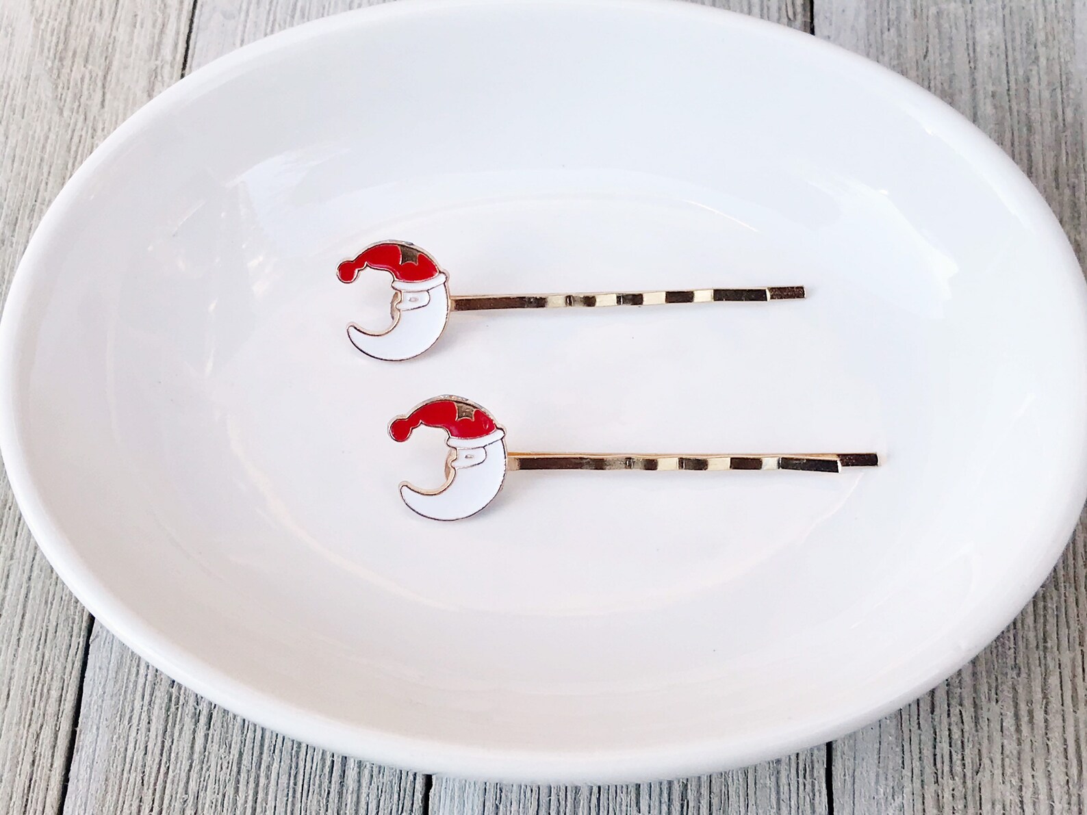Santa Claus Hair Pins, Christmas Moon Hair Pin, Santa Bobby Pins ...
