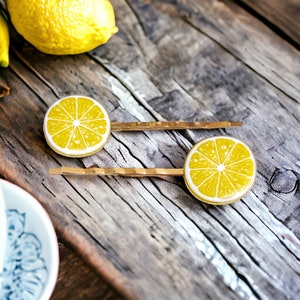 Lemon Bobby Pins, Citrus Hair Pins, Lemon Hair Pins, Lime Hair Clips ...