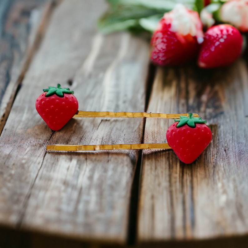 Strawberry Bobby Pins, Fruit Hair Pins, Strawberry Hair Pins, Fruit ...
