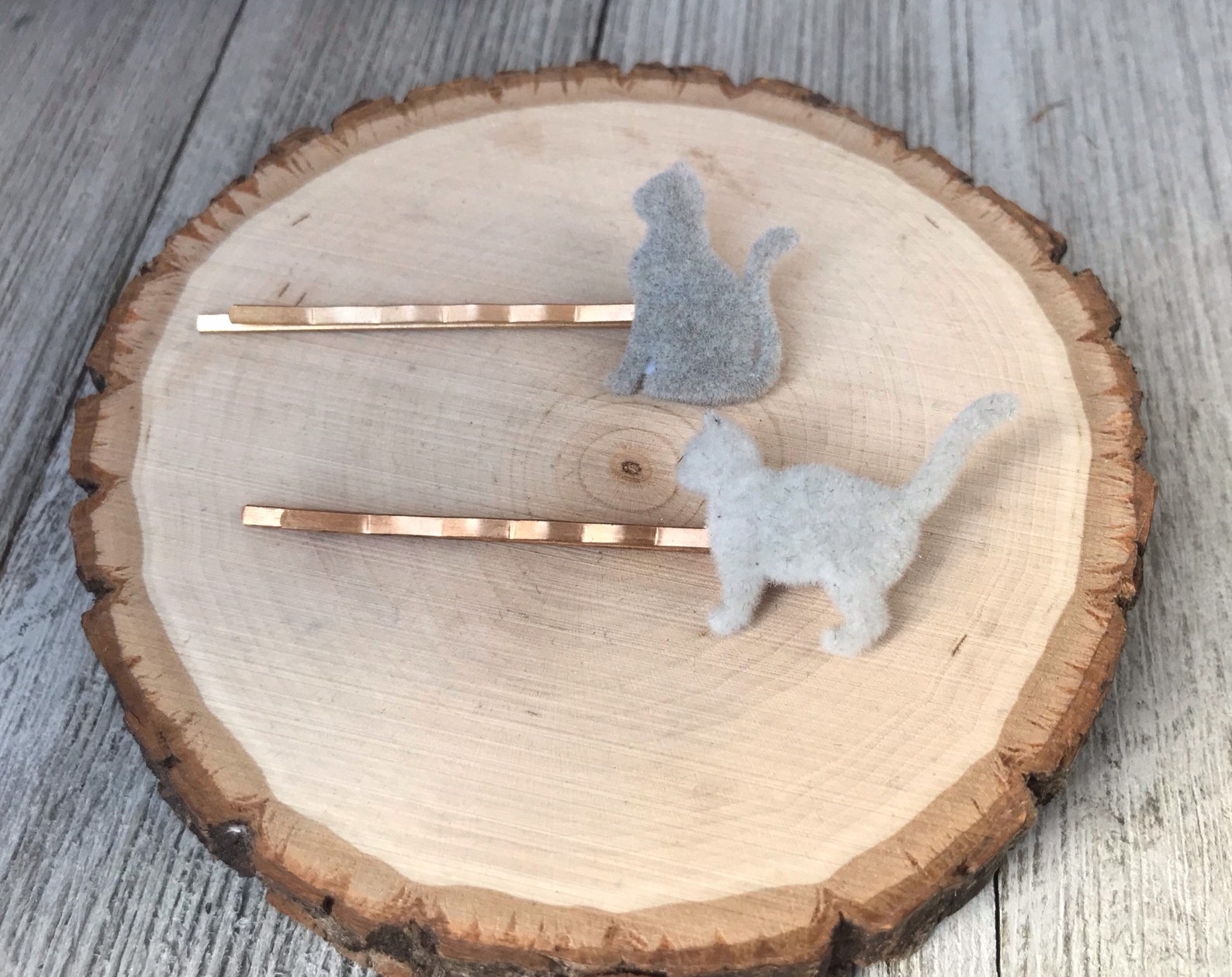 Cat Hair Pins, Kitty Bobby Pins, Womens Hair Pins, Gray Cat Bobby Pins ...