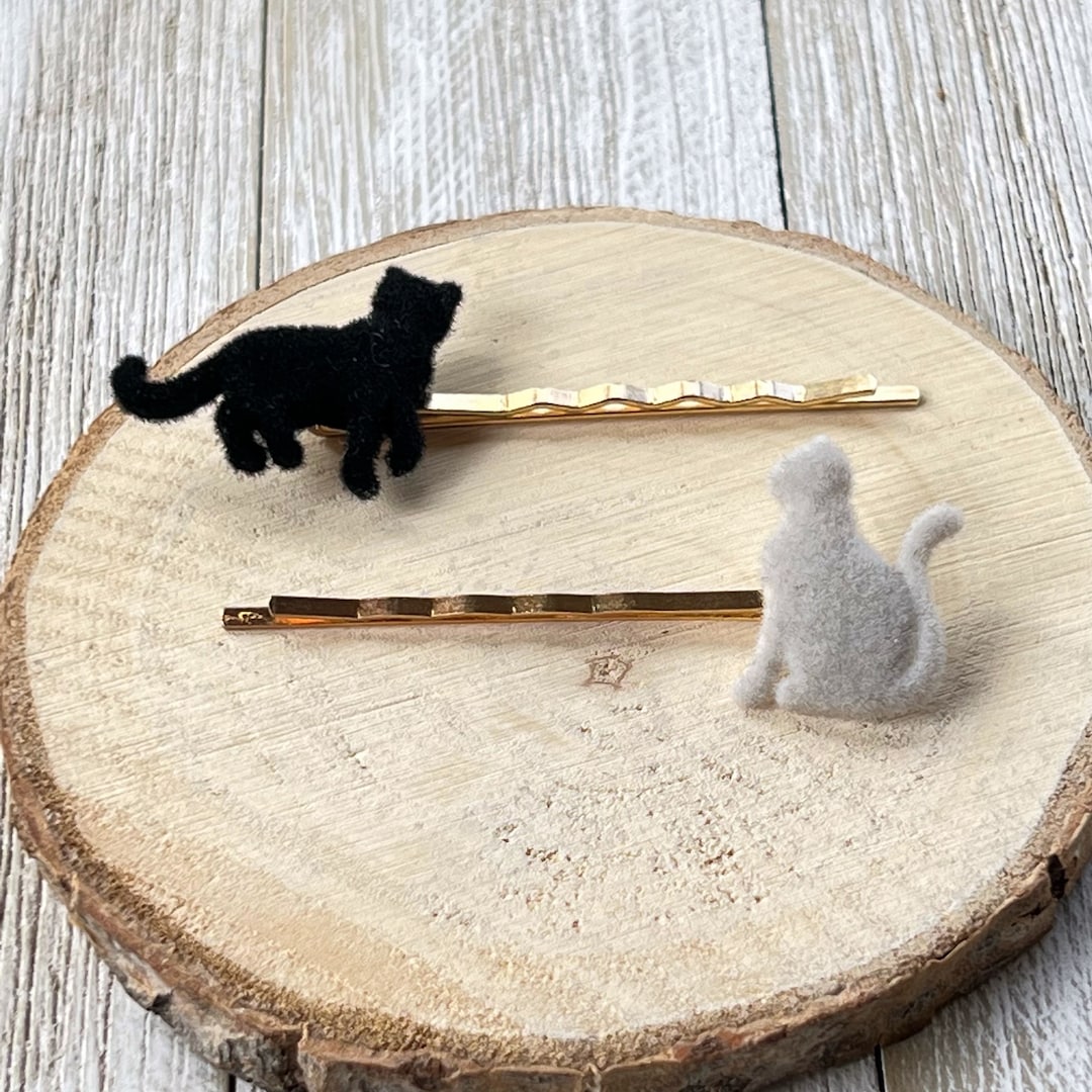 Cat Hair Pins, Kitty Bobby Pins, Womens Hair Pins, Black Cat Bobby Pins ...