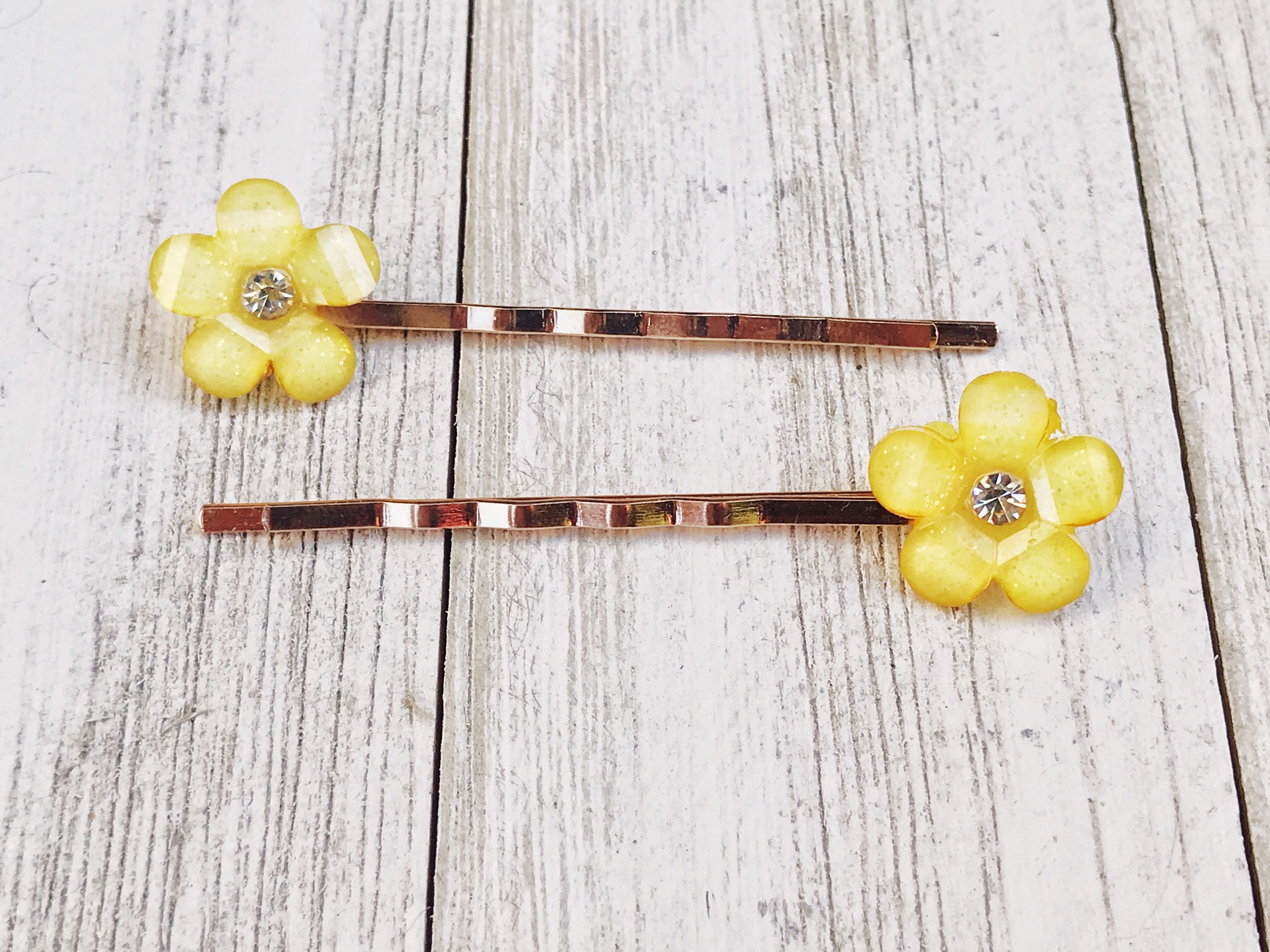 Yellow Flower Hair Pins Yellow Bobby Pins Womens Hair Pins - Etsy Israel