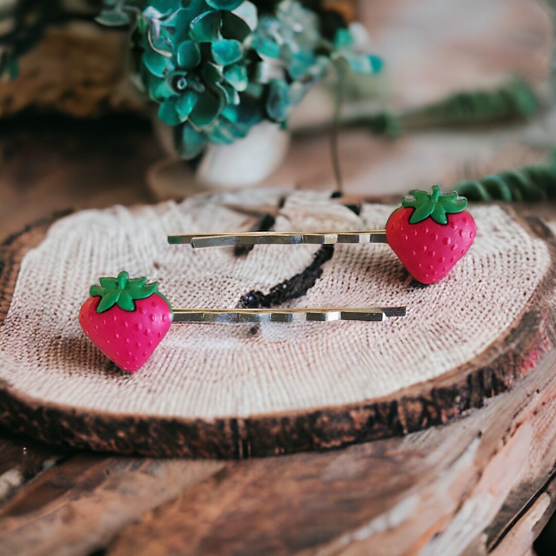 Strawberry Bobby Pins, Fruit Hair Pins, Strawberry Hair Pins, Fruit ...