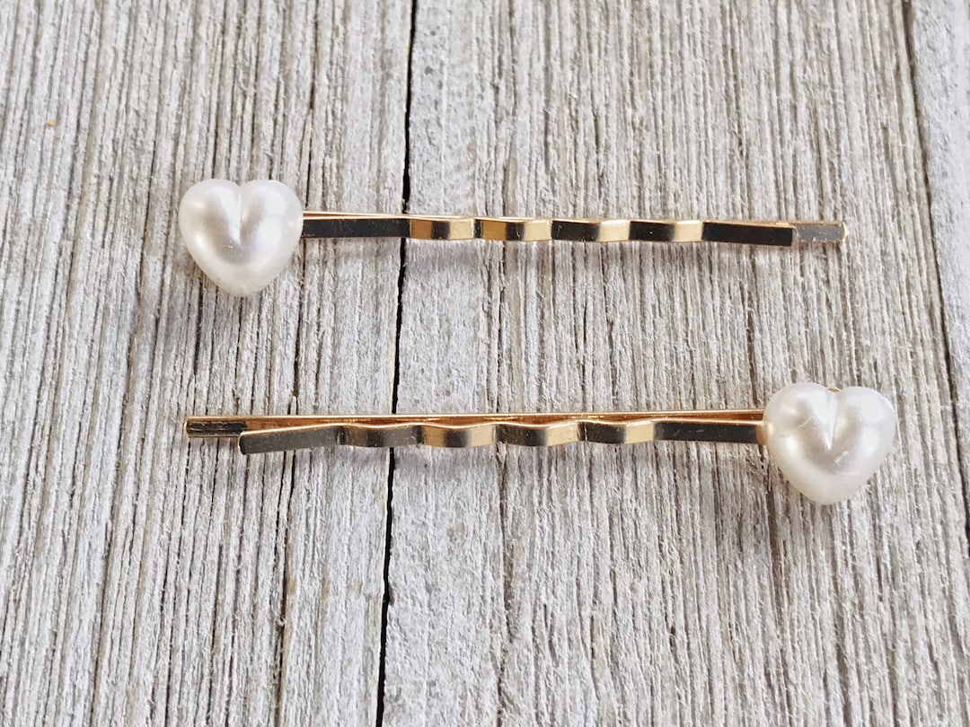 White Heart Hair Pins, Heart Bobby Pins, Womens Hair Pin, Decorative ...