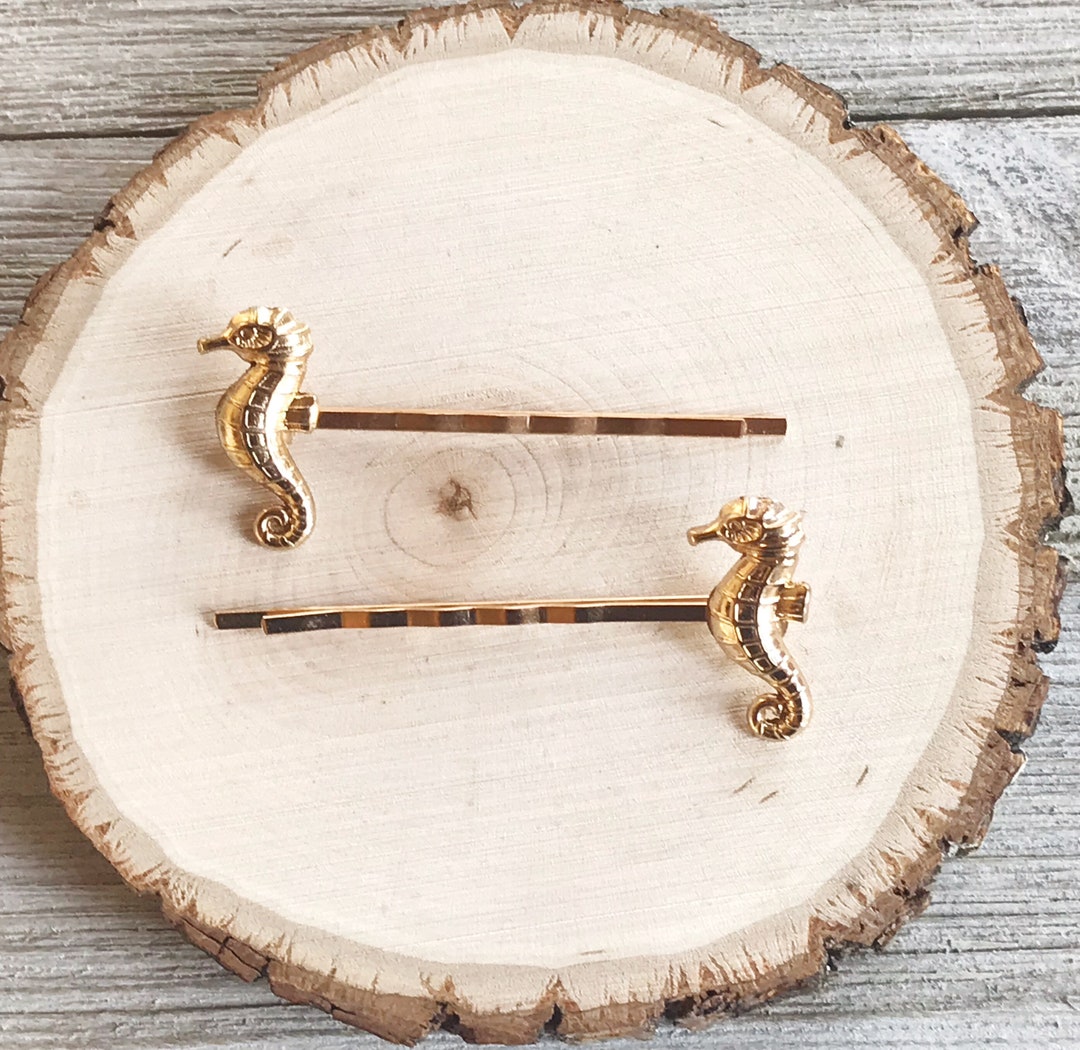 Gold Seahorse Hair Pins, Beach Hair Pins, Rhinestone Hair Pins, Sea ...